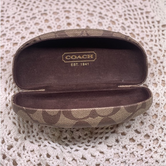 Coach | Accessories | Coach Clam Shell Eyeglass Case Signature Cs Brown ...